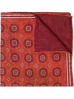Brunello Cucinelli Geometric-print Pocket Square - Red