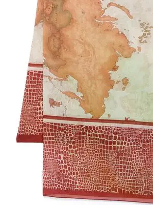 ALVIERO MARTINI 1° CLASSE Map-print Crocodile-effect Scarf