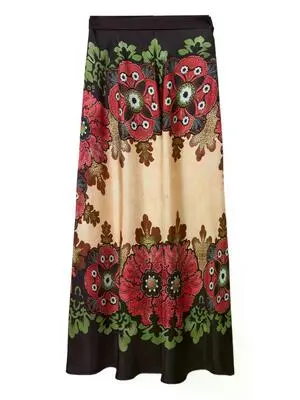 La DoubleJ Floral-print Reversible Wrap Skirt - Black