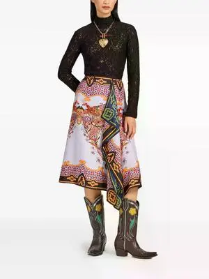 La DoubleJ Printed Ruffled Asymmetric Skirt