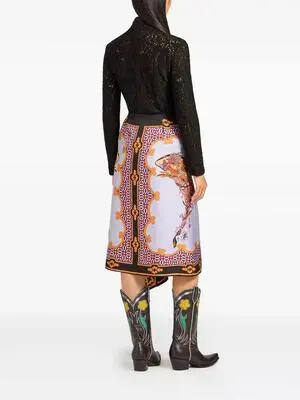 La DoubleJ Printed Ruffled Asymmetric Skirt