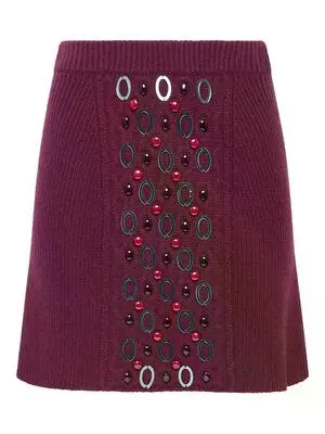 Malìparmi Bead-embellished Ribbed Skirt