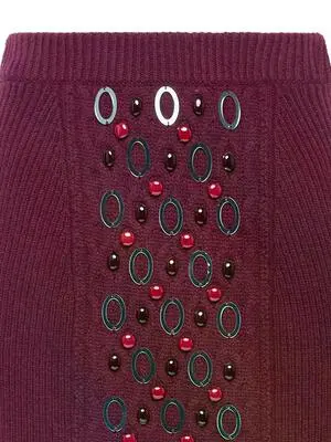 Malìparmi Bead-embellished Ribbed Skirt