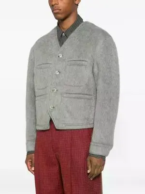 Kenzo Collarless Brushed Wool Jacket