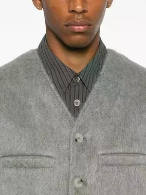 Kenzo Collarless Brushed Wool Jacket