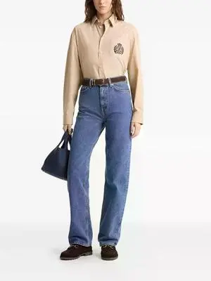SPORTY & RICH H&w Crest Button-down Shirt - Neutrals