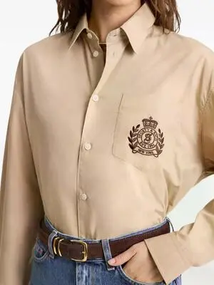 SPORTY & RICH H&w Crest Button-down Shirt - Neutrals