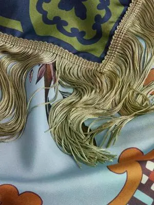 La DoubleJ Butterfly-print Fringed Scarf