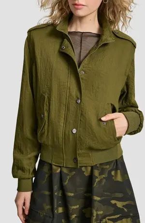 Dkny Twill Bomber Jacket - Dark Olive