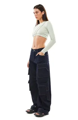 MOTHER OF ALL Rae Denim Cargo Pants