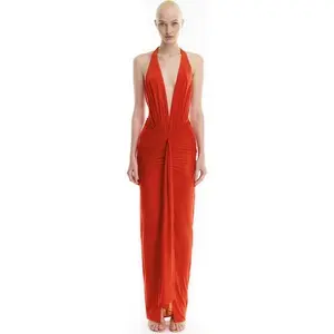 MOTHER OF ALL Inaya Collar Maxi Dress - Orange