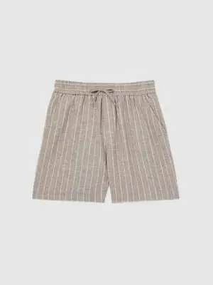 LES DEUX Linen-cotton Pinstripe Shorts - Ivory/neutral Stripe