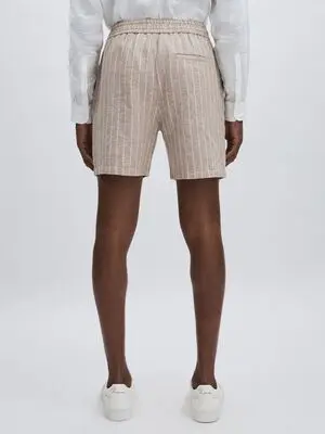 LES DEUX Linen-cotton Pinstripe Shorts - Ivory/neutral Stripe