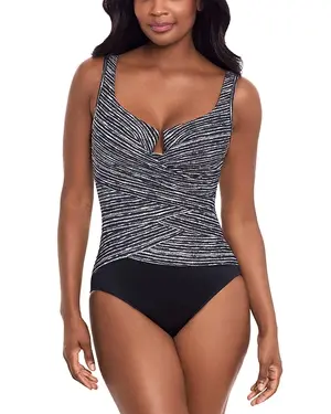Miraclesuit Selenite Escape Layered One-piece Swimsuit - Black//white