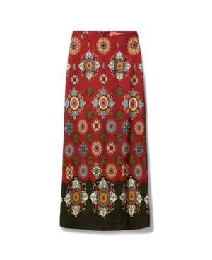 La DoubleJ A-line Printed Maxi Skirt - Nucleus Placée Rust
