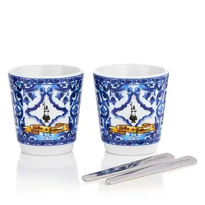BIALETTI D & G Porcelain Espresso Cups And Stirrers, Set Of 2 - Open Blue