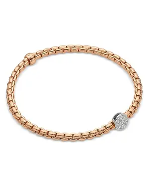 FOPE 18k Rose Gold Eka Diamond Bangle Bracelet - Pink