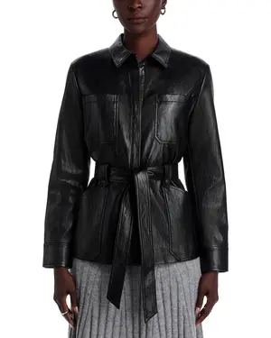 Kobi Halperin Rowan Faux Leather Belted Jacket