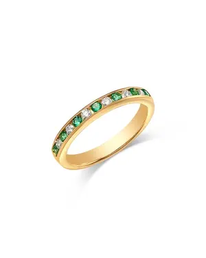 Bloomingdale'S Gemstone And Diamond Ring In 14k Yellow Gold - Emerald/gold