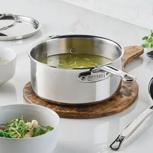 HESTAN Probond Luxe 4 Quart Professional Clad Stainless Steel Saucepan With Lid