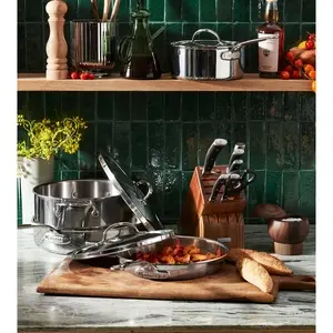 HESTAN Probond Luxe 7 Piece Polished Professional Clad Stainless Steel Cookware Set Exclusive