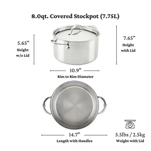 HESTAN Probond Luxe 7 Piece Polished Professional Clad Stainless Steel Cookware Set Exclusive