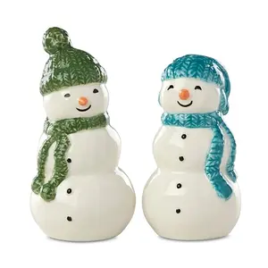 LENOX Balsam Lane Snowman Salt & Pepper Set - Green
