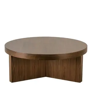 HUDSON PARK COLLECTION Greenwich Round Cocktail Table - Auburn Walnut