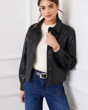 Karen Kane Faux Leather Cropped Jacket