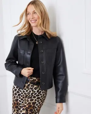 Karen Kane Faux Leather Cropped Jacket