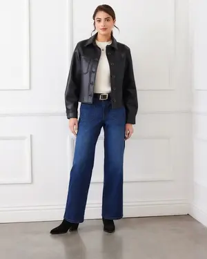 Karen Kane Faux Leather Cropped Jacket