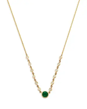 Bloomingdale'S 14k Yellow Emerald & Diamond Necklace - Gold