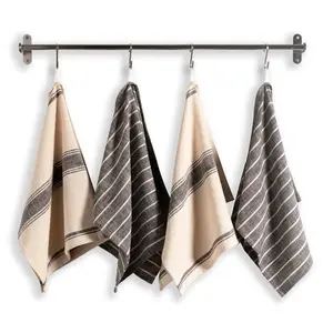 KAF HOME Kah Home Firenze Natural Washed Dish Towels, Set Of 2 - Black