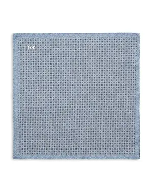 Eton Geometric Silk Pocket Square Light Blue
