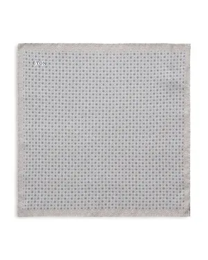Eton Geometric Silk Pocket Square Light Grey