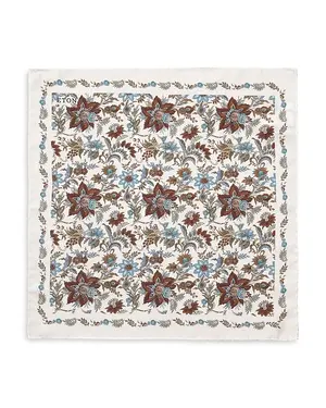 Eton Floral Silk Pocket Square Light Beige