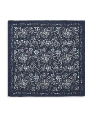 Eton Floral Silk Pocket Square Navy