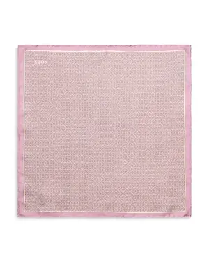 Eton Geometric Silk Pocket Square Medium Pink