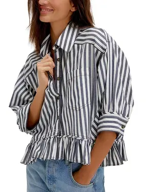 Free People Bailey Striped Shirt Nautical