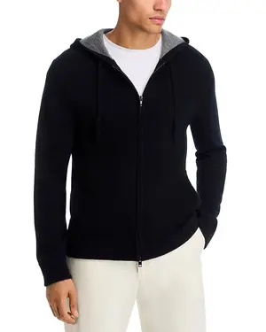 Vince Cashmere Zip-up Hoodie - Black/medium Gray