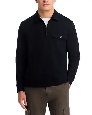 Vince French Terry Long Sleeve Zip Polo Shirt