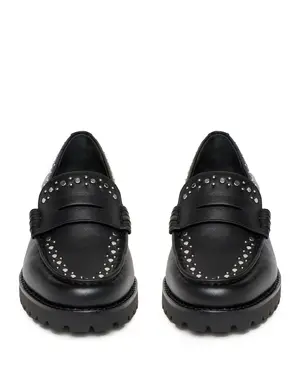 Paige Ellis Studded Leather Loafers