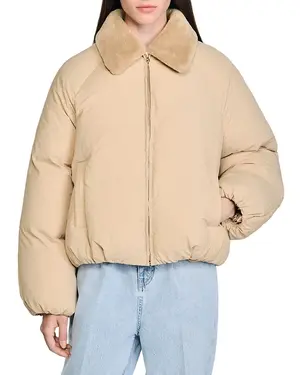 Sandro Puffer Jacket - Beige