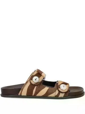 JIMMY CHOO Zebra-print Button-detail Sandals - Neutrals