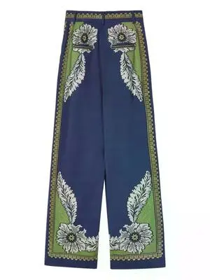 La DoubleJ Floral-print Pleated Trousers - Blue