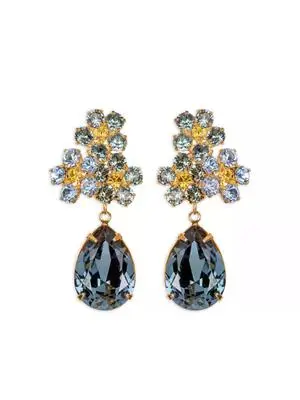 JENNIFER BEHR Lauretta Crystal Flower Pear-drop Earrings - Gold