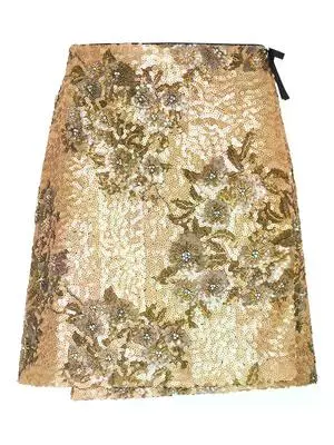 Malìparmi Sequin-embellished Floral Skirt - Neutrals
