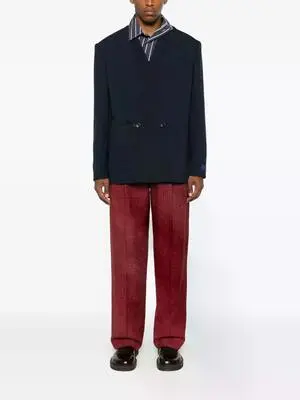Kenzo Pleated Grid-pattern Trousers
