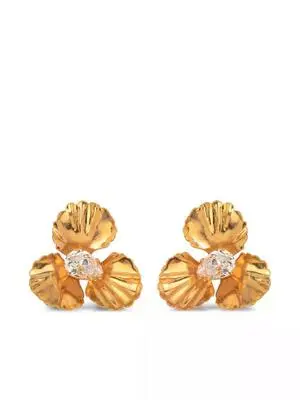 JENNIFER BEHR Caelyn Crystal-embellished Flower Earrings - Crystal/ Antique Gold