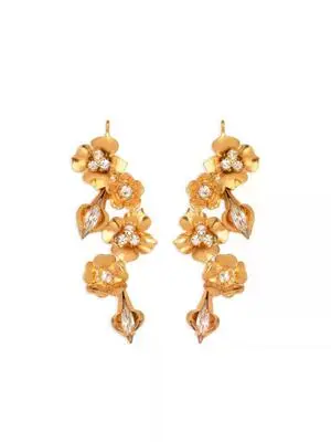 JENNIFER BEHR Vanora Floral Crystal Drop Earrings - Gold
